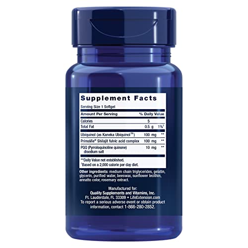 Life Extension Super Ubiquinol CoQ10 with PQQ & Shilajit - Gluten Free, Non-GMO β 30 Softgels