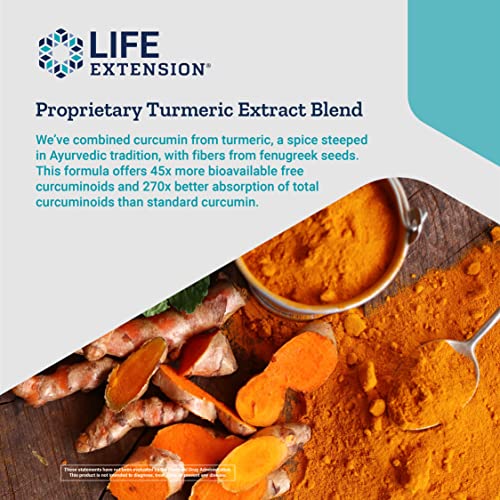 Life Extension Advanced Curcumin Elite Turmeric Extract, Ginger & Turmerones โ For Healthy Inflammatory & Immune Response and Cardiovascualr & Brain Health โ Gluten-Free, Non-GMO โ 30 Softgels