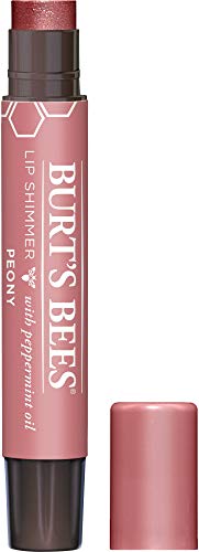 Burt's Bees Lip Balm Easter Basket Stuffers, Moisturizing Lip Shimmer for Women, With Vitamin E & Coconut Oil, 100% Natural, Peony, 0.09 Ounce (4 Pack)