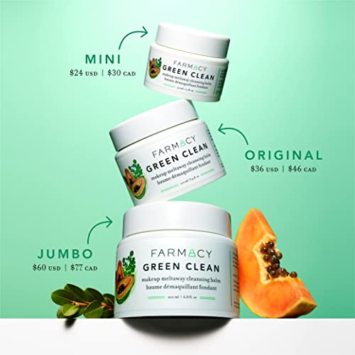 Farmacy Natural Makeup Remover - Green Clean Makeup Meltaway Cleansing Balm Cosmetic - Travel Size 1.7 oz