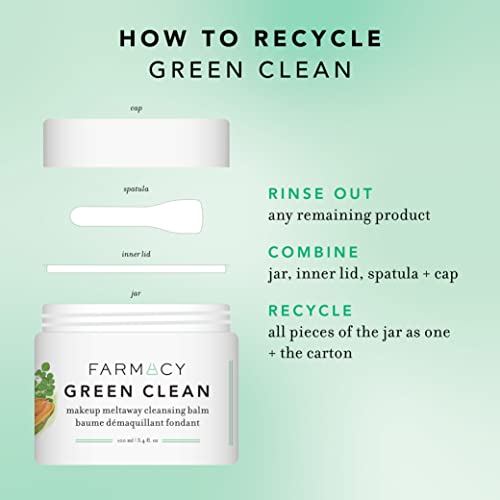 Farmacy Natural Makeup Remover - Green Clean Makeup Meltaway Cleansing Balm Cosmetic - Travel Size 1.7 oz