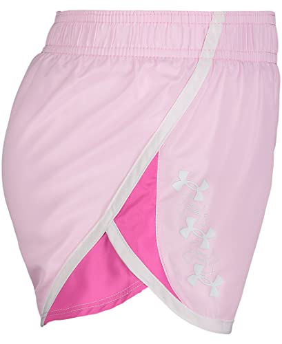 Under Armour Womens Fly by Short, Elastic Waistband, Logo Detail, Lightweight, Pink Sugar - Core, 5 US