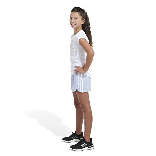 adidas Girls' Big AEROREADY 3-Stripe Pacer Mesh Short, Blue Dawn, XL (16)