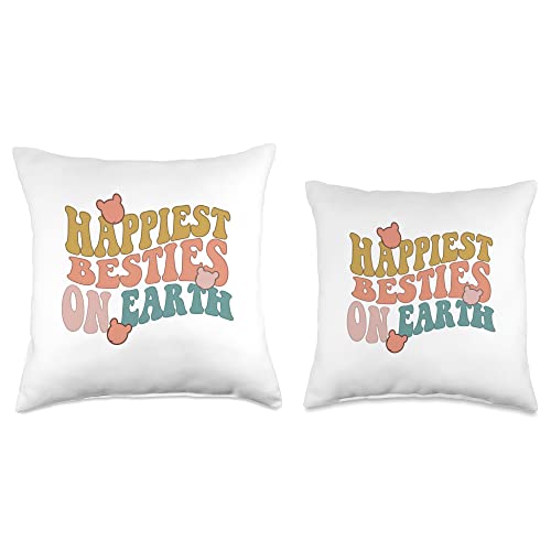 Happiest Besties On Earth Matching Best Friend Tee Happiest Besties On Earth Cute Custom Park for Best Friends Throw Pillow, 16x16, Multicolor