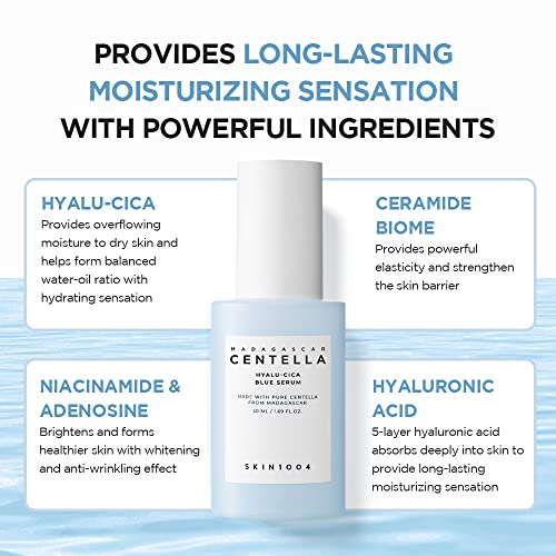 SKIN1004 Hyalu-CICA Blue Serum 1.69 fl.oz(50ml) | 5 Layer Hyaluronic Acid Cica Niacinamide | Hydrating and Refreshing Multi-Care Solutions