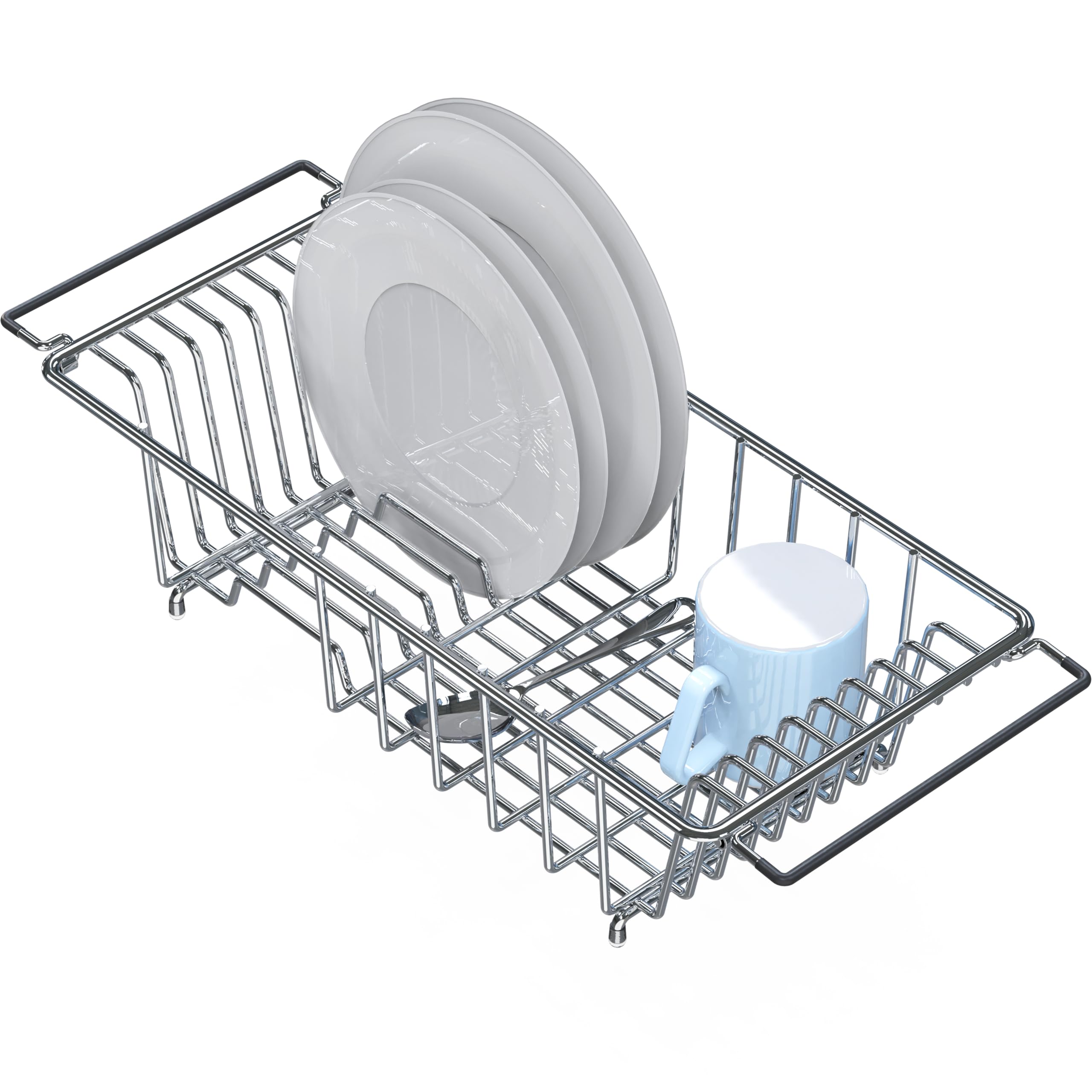 Simple Houseware Over Sink Counter Top Dish Drainer Drying Rack, Chrome