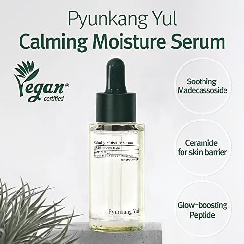 PYUNKANG YUL Calming Moisture Serum for Strong Daily Moisturizing Power, Skin Revival & Soothing Care with Centella Asiatica, Tea Tree, 5 Hyaluronic Acids, Ceramide | Korean Skin Care Moisturizing Serum | Safe on Acne Prone and Sensitive Skin - 30ml 1 Fl.