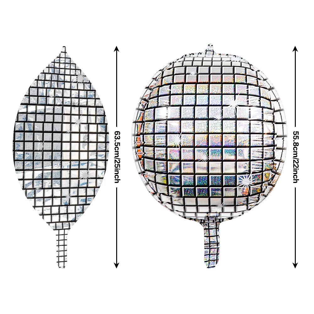 Disco Ball Balloons, 6 Pcs, Disco Party Decorations, Disco Balloons, 22 Inch 4D Silver Disco Balloons, 70s 80s 90s Party Decorations, Disco Ball Decorations, Disco Ball Balloon, Disco Party Supplies