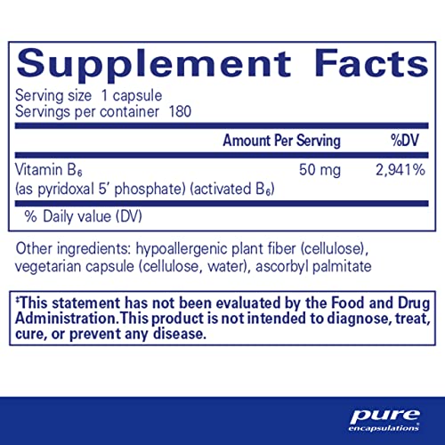 Pure Encapsulations P5P 50 | Vitamin B6 Supplement to Support Metabolism* | 180 Capsules