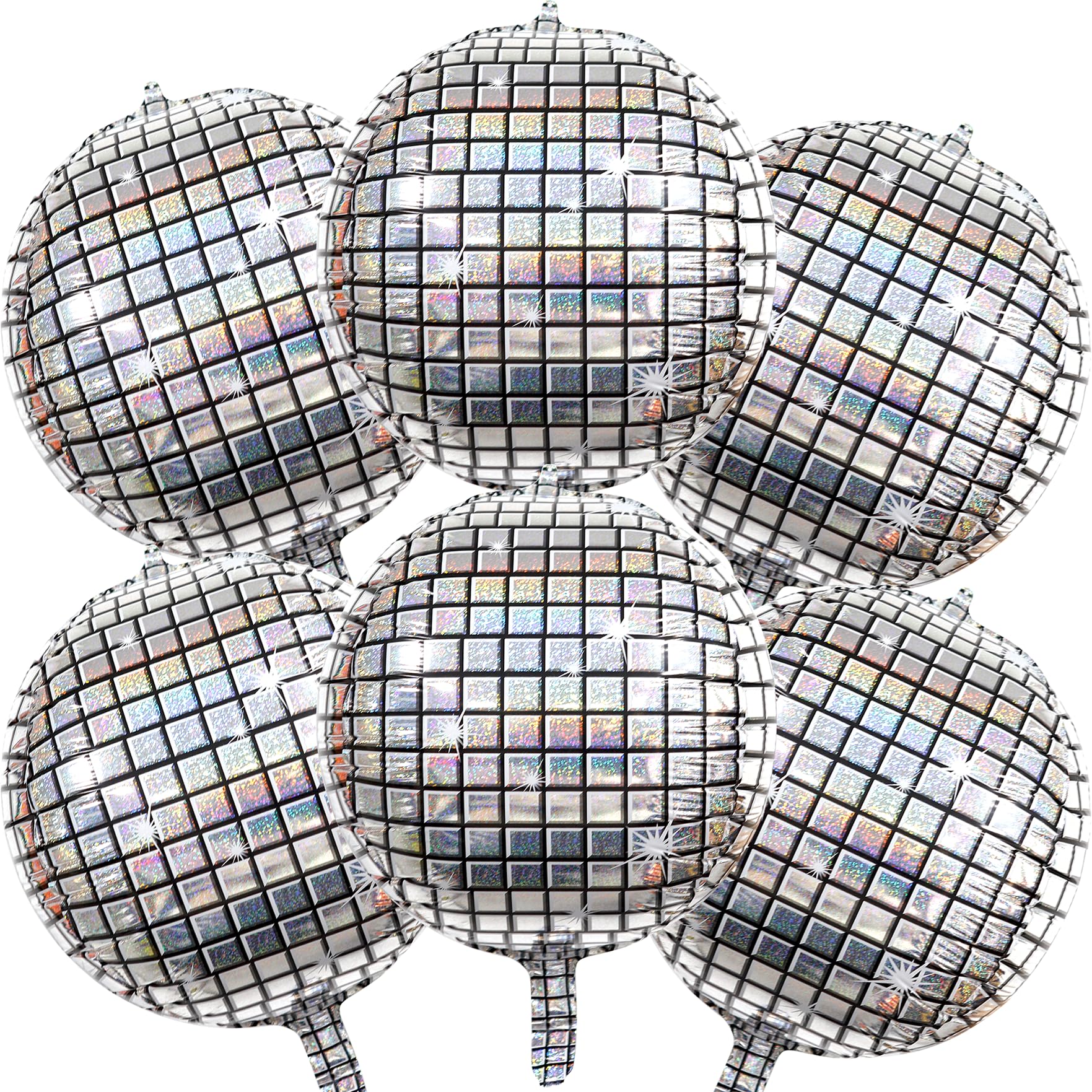 Disco Ball Balloons, 6 Pcs, Disco Party Decorations, Disco Balloons, 22 Inch 4D Silver Disco Balloons, 70s 80s 90s Party Decorations, Disco Ball Decorations, Disco Ball Balloon, Disco Party Supplies