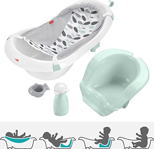 Fisher-Price Baby To Toddler Bath 4-In-1 Sling ‘N Seat Tub With Removable Infant Support And 2 Toys, Climbing Leaves [Amazon Exclusive]