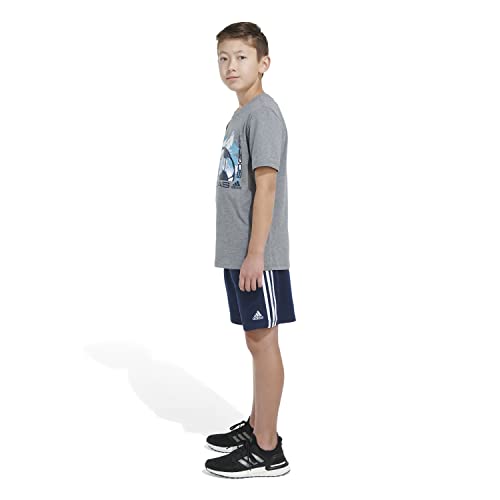 adidas Boys' Little Short Sleeve Cotton Novelty T-Shirt, Charcoal Grey Heather, 7