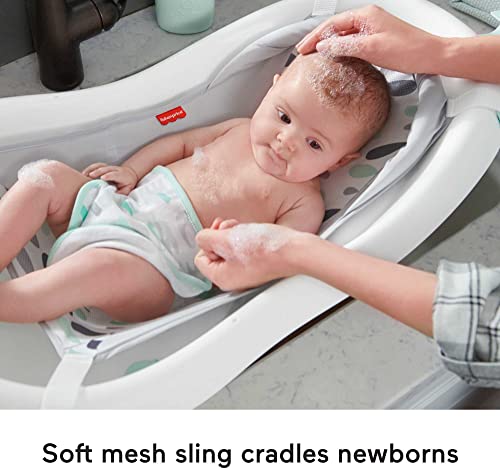 Fisher-Price Baby To Toddler Bath 4-In-1 Sling ‘N Seat Tub With Removable Infant Support And 2 Toys, Climbing Leaves [Amazon Exclusive]