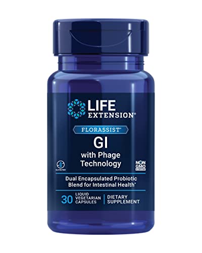 FLORASSIST® GI with Phage Technology – Proprietary Probiotic 15 Billion CFU and TetraPhage Blend Supplement for Digestive Health Support - Non-GMO, Gluten-Free -30 Liquid Vegetarian Capsules