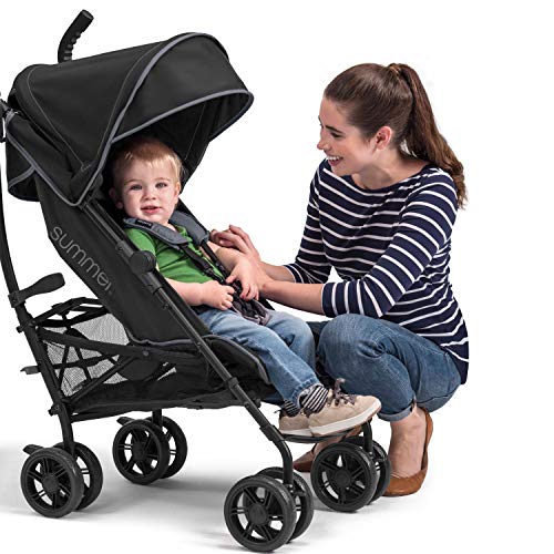 Summer 3Dlite+ Convenience Stroller, Matte Black β Lightweight Umbrella Stroller with Oversized Canopy, Extra-Large Storage and Compact Fold
