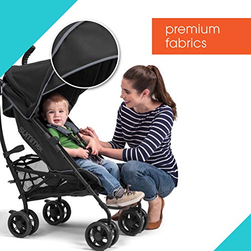 Summer 3Dlite+ Convenience Stroller, Matte Black β Lightweight Umbrella Stroller with Oversized Canopy, Extra-Large Storage and Compact Fold
