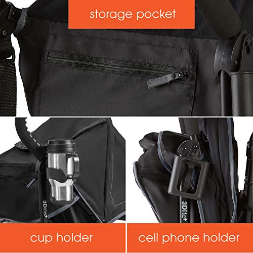 Summer 3Dlite+ Convenience Stroller, Matte Black β Lightweight Umbrella Stroller with Oversized Canopy, Extra-Large Storage and Compact Fold