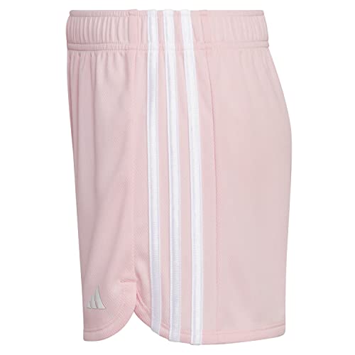 adidas Girls' Toddler AEROREADY 3S Pacer Mesh Gym Running Shorts, Clear Pink, 4T