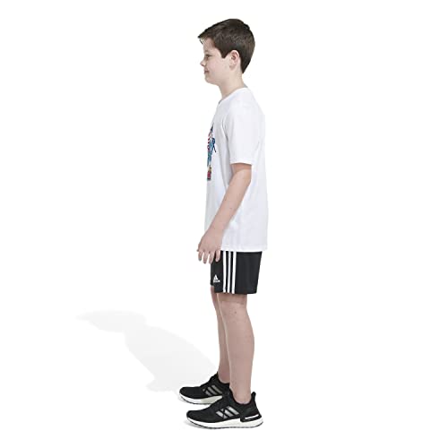 adidas Boys' Big Short Sleeve Cotton USA Graphic T-Shirt, White, S(8)
