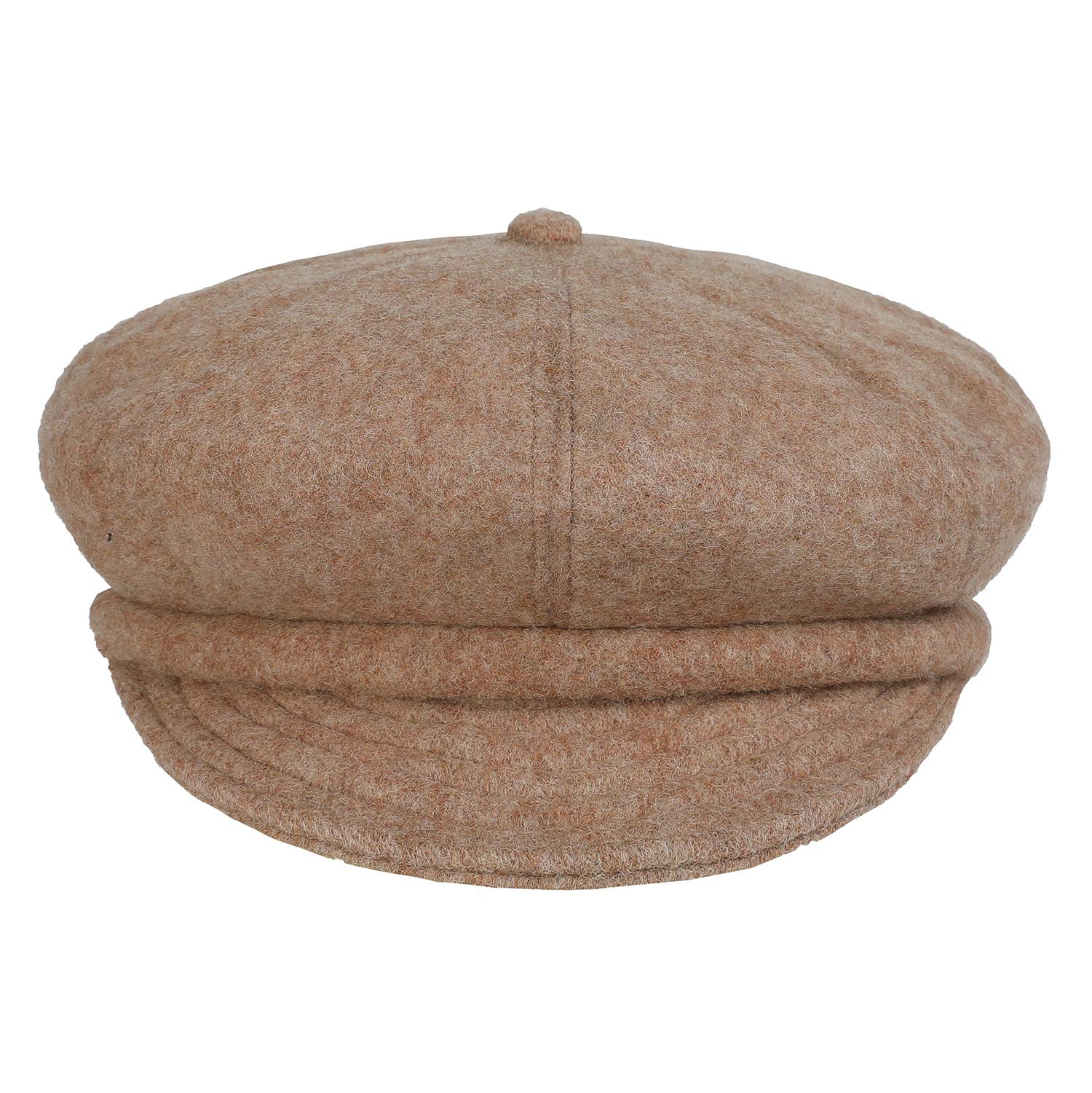 JASMIN DANTIYA Women's Lama-Wool Visor Beret Newsboy Hat Cap Cabbie Winter Cozy Hat (Khaki)