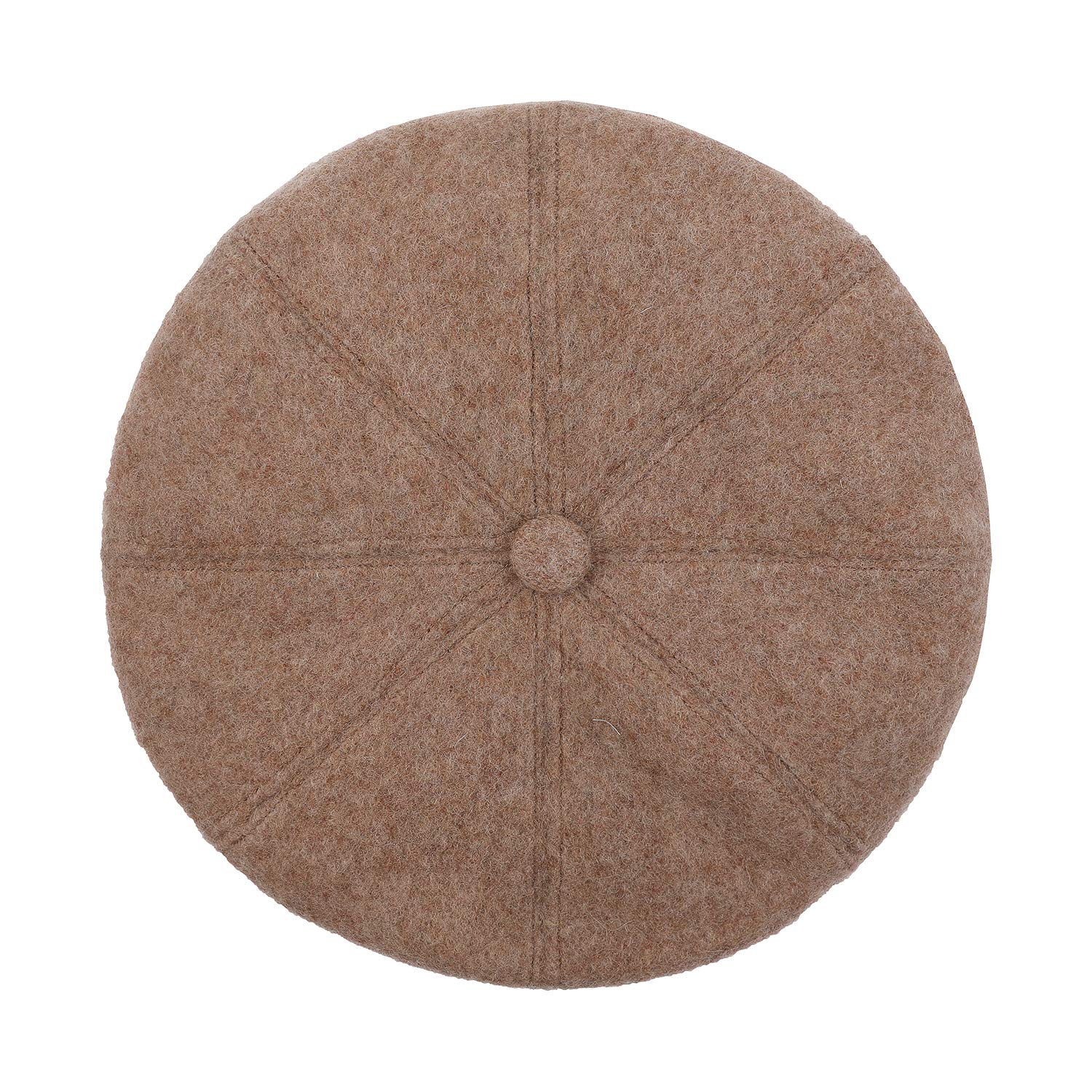 JASMIN DANTIYA Women's Lama-Wool Visor Beret Newsboy Hat Cap Cabbie Winter Cozy Hat (Khaki)