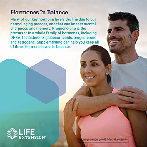 Life Extension Pregnenolone 50mg - For Hormone Balance, Anti-Aging & Longevity - Memory & Cognition Supplement – Non-GMO, Gluten-Free - 100 Capsules