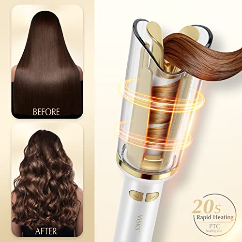 VISKS Auto Ceramic Hair Curler, Automatic Curling Iron with 1" Barrel & 3 Heat Settings, Super Easy-to-use 1 inch Curling Iron, Auto Rotating Curling Wand, Fast Heating Rotating Curling Iron