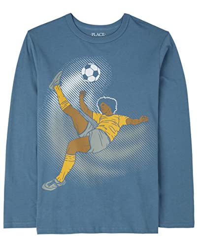 The Children's Place Boys Sports Long Sleeve Graphic T-Shirts Soccer Player Kick X-Small