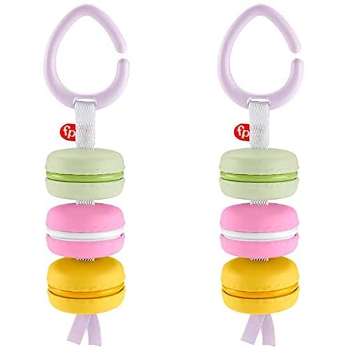 Fisher-Price My First Macaron Pretend Food TakeAlong Baby Rattle Activity Toy, Multicolor (Pack of 2)