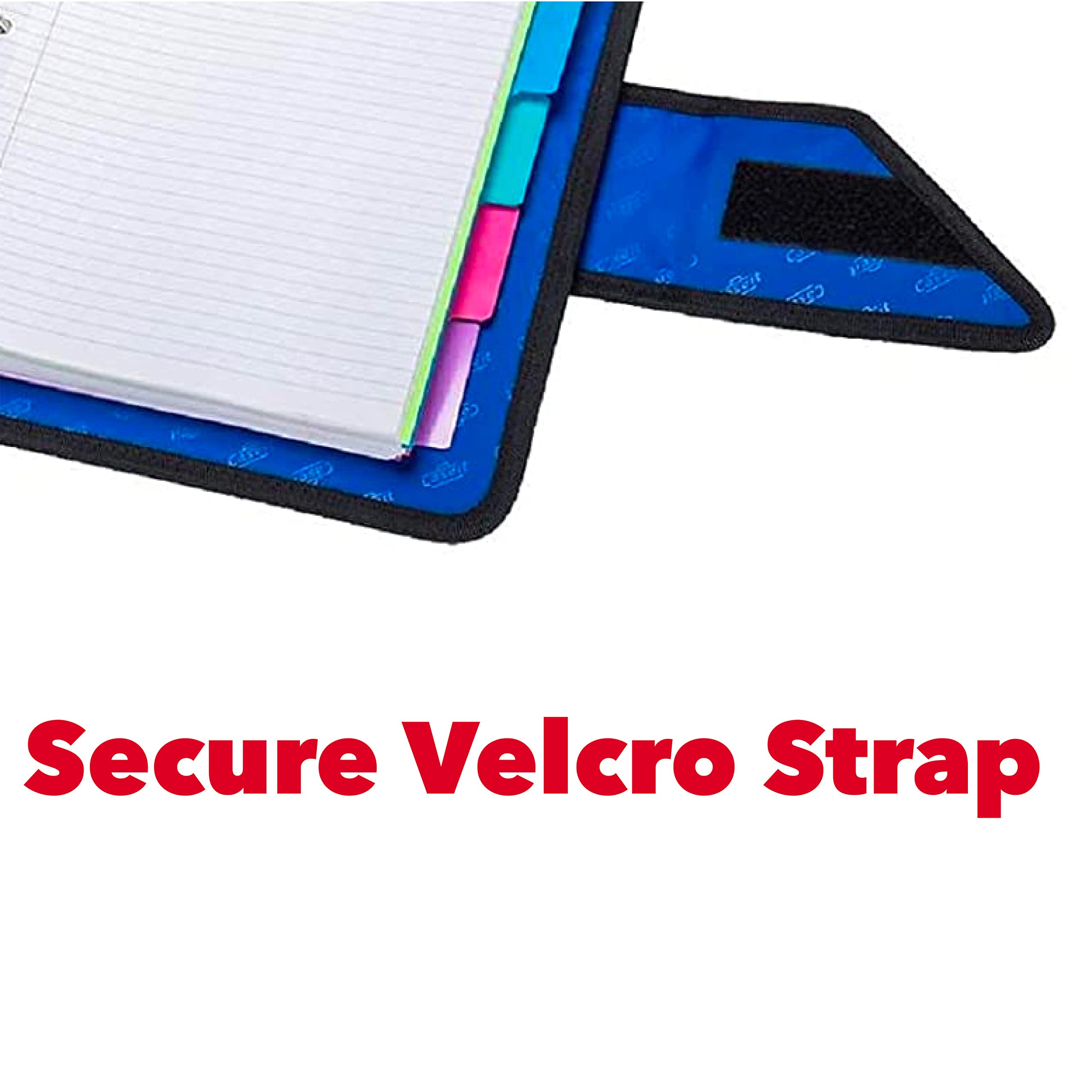 Case-it The Open Tab Velcro Opening Binder - 2 Inch O-Rings - 5 Color Tab Expanding File Folder - Multiple Pockets - 400 Sheet Capacity - Blue S-826-A