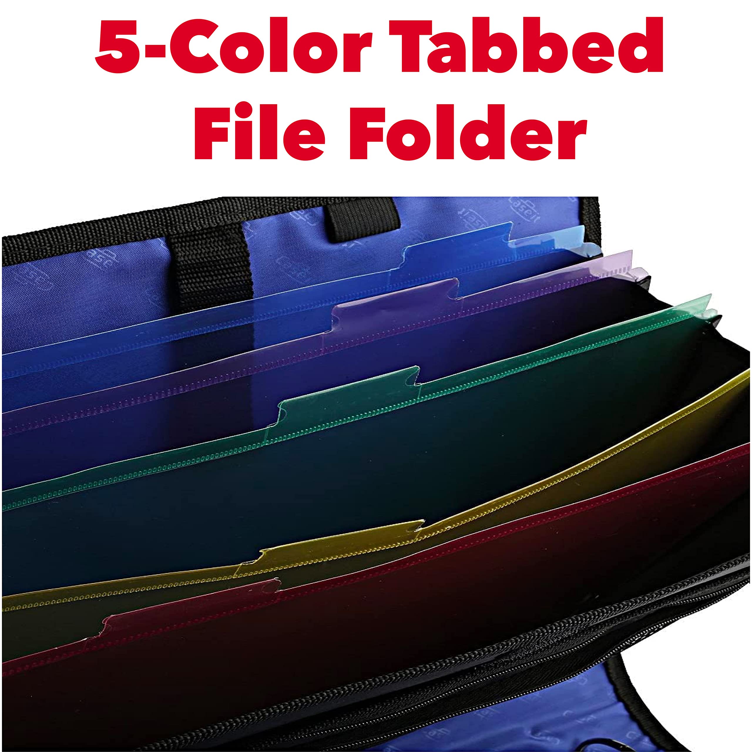 Case-it The Open Tab Velcro Opening Binder - 2 Inch O-Rings - 5 Color Tab Expanding File Folder - Multiple Pockets - 400 Sheet Capacity - Blue S-826-A