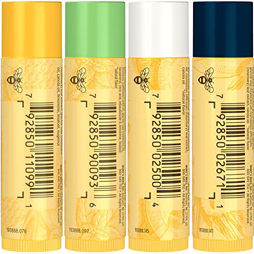 Burt's Bees Lip Balm Easter Basket Stuffers, Moisturizing Lip Care Spring Gift, for All Day Hydration, 100% Natural, Original Beeswax, Cucumber Mint, Coconut & Pear & Vanilla (4 Pack)