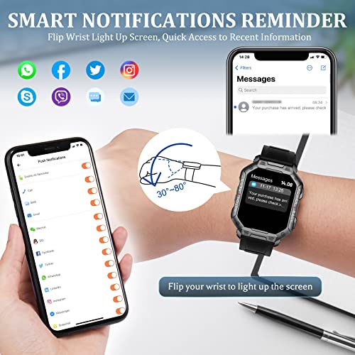 Smart Watch - Military Smart Watches for Men, Bluetooth(Answer/Make Call) 1.83" Tactical Smartwatch for Android Phones iPhone Fitness Tracker,Outdoor Waterproof Watch Heart Rate Blood Pressure Monitor