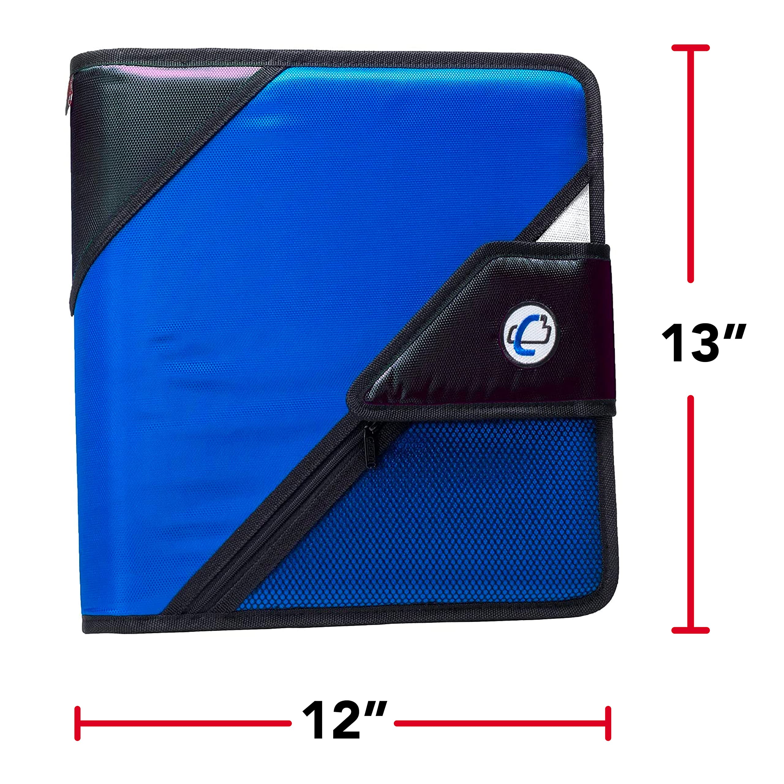Case-it The Open Tab Velcro Opening Binder - 2 Inch O-Rings - 5 Color Tab Expanding File Folder - Multiple Pockets - 400 Sheet Capacity - Blue S-826-A