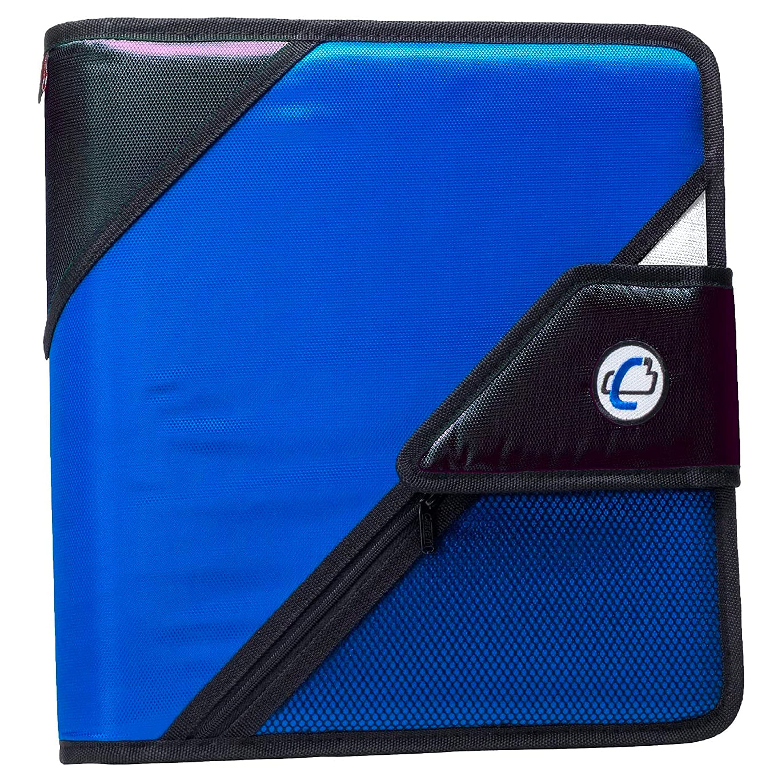 Case-it The Open Tab Velcro Opening Binder - 2 Inch O-Rings - 5 Color Tab Expanding File Folder - Multiple Pockets - 400 Sheet Capacity - Blue S-826-A