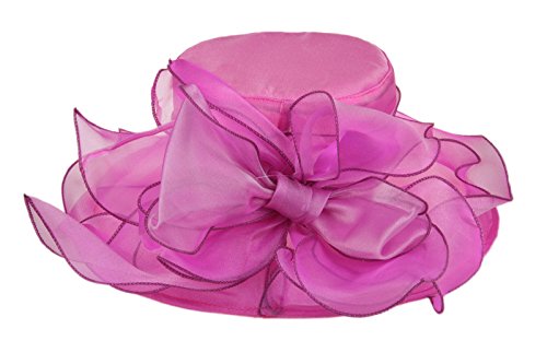DANTIYA Women's Kentucky Derby Sun Hat Church Cocktail Party Wedding Dress Organza Hat (Rose)