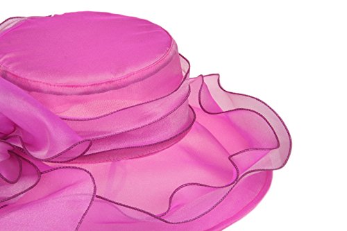 DANTIYA Women's Kentucky Derby Sun Hat Church Cocktail Party Wedding Dress Organza Hat (Rose)