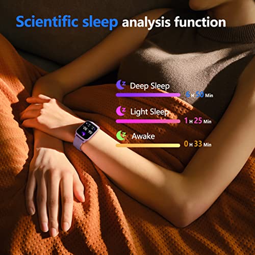 FITVII Fitness Tracker, Smart Watch with 24/7 Blood Pressure Heart Rate and Blood Oxygen Monitor, Sleep Tracker with Calorie Step Counter, IP68 Waterproof Activity Tracker for Women Men Android iOS