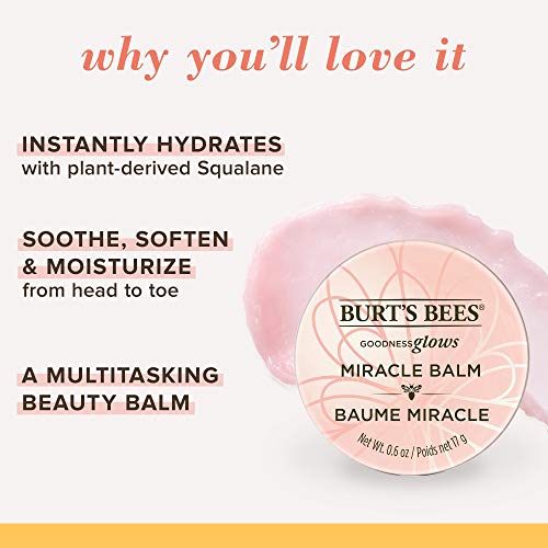 Burt's Bees 100% Natural Origin Goodness Glows Miracle Balm, Hydrates and Softens Dry Skin From Head To Toe, 0.6 Ounce Tin