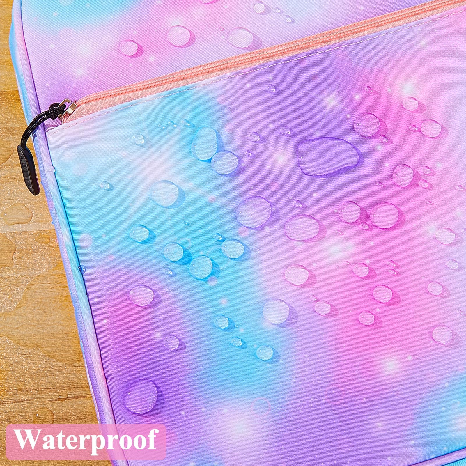 FIODAY Zipper Binder, 2 inch 3 Ring Binder with Zipper Cute Binder with Handle and Shoulder Strap Multiple Pocket 500 Sheet Capacity Binder Organizer for School, Blue Purple