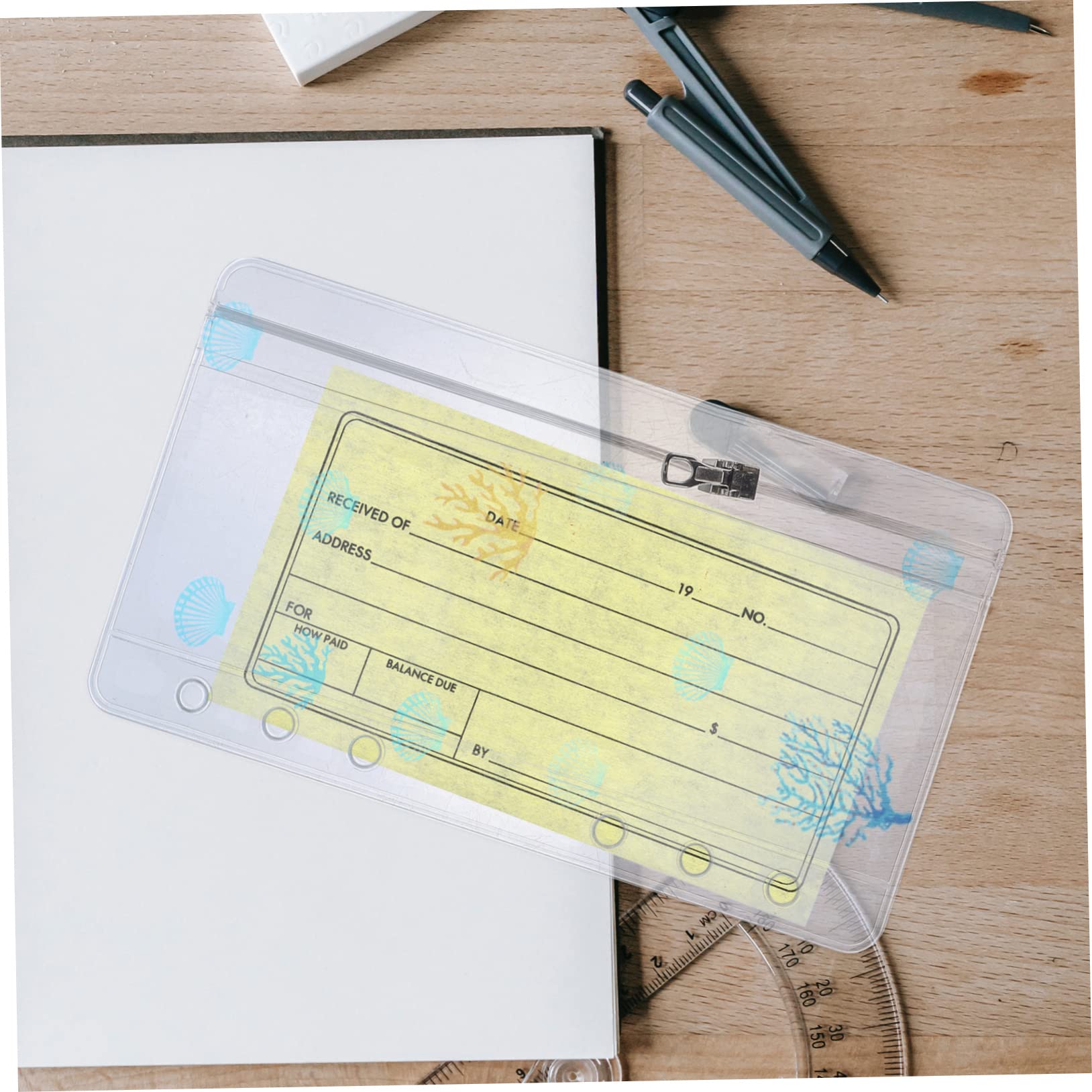 STOBOK 5pcs Loose-leaf Book Zip Bag Binder Pouch Pocket Protector 6-holes Money Envelopes 6 Holes Binder Pockets Pvc Cash Envelopes Clear Binder Pvc Zip Bag Sheet Business Card