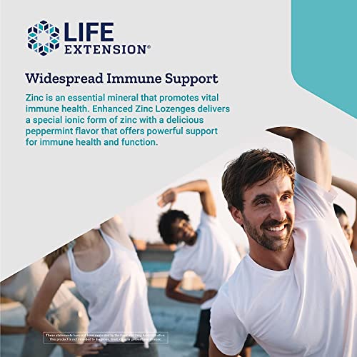 Life Extension Enhanced Zinc Lozenges - Support Healthy Immune System - Peppermint-Flavored - Gluten-Free, Non-GMO, Vegetarian Lozenges - 30 Count