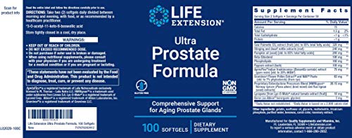 Life Extension Ultra Prostate Formula, 100 Softgels, Natural Supplement for Men