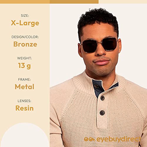 EYEBUYDIRECT Square Oversized Sunglasses, Scratch-Resistant Sunglasses for Women and Men with UV Protection, Non-Polarized, Sunday - Extra Large