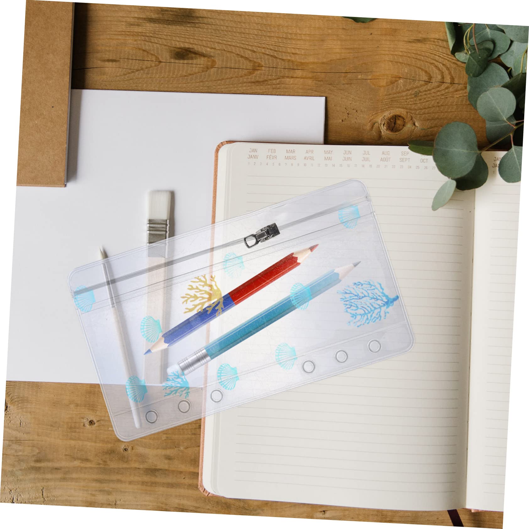STOBOK 5pcs Loose-leaf Book Zip Bag Binder Pouch Pocket Protector 6-holes Money Envelopes 6 Holes Binder Pockets Pvc Cash Envelopes Clear Binder Pvc Zip Bag Sheet Business Card