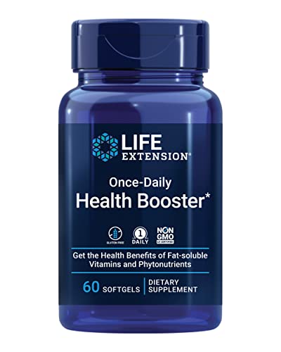 Life Extension Once-Daily Health Booster - Vitamins & Nutrients Supplement for Whole-Body Health - Vitamin K Complex, Vitamin E, Saffron, Lutein and More - Non-GMO, Gluten-Free - 60 Softgels