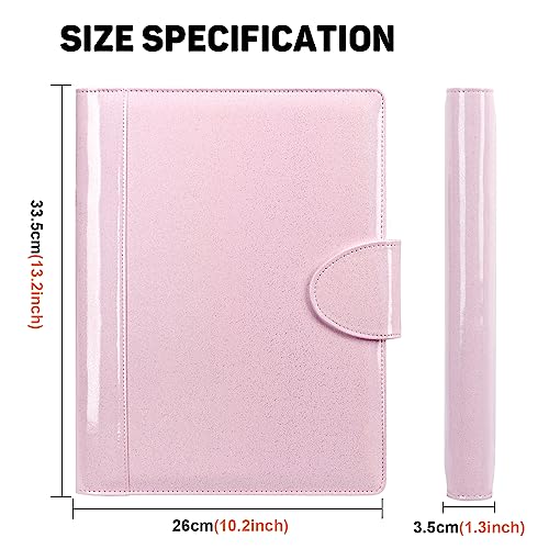 Toplive Padfolio Folder 3 Ring Binder PU Leather Portfolio, Business Interview Resume Portfolio A4/ Letter Size Document Organizer with Clipboard for Women Men, Pink