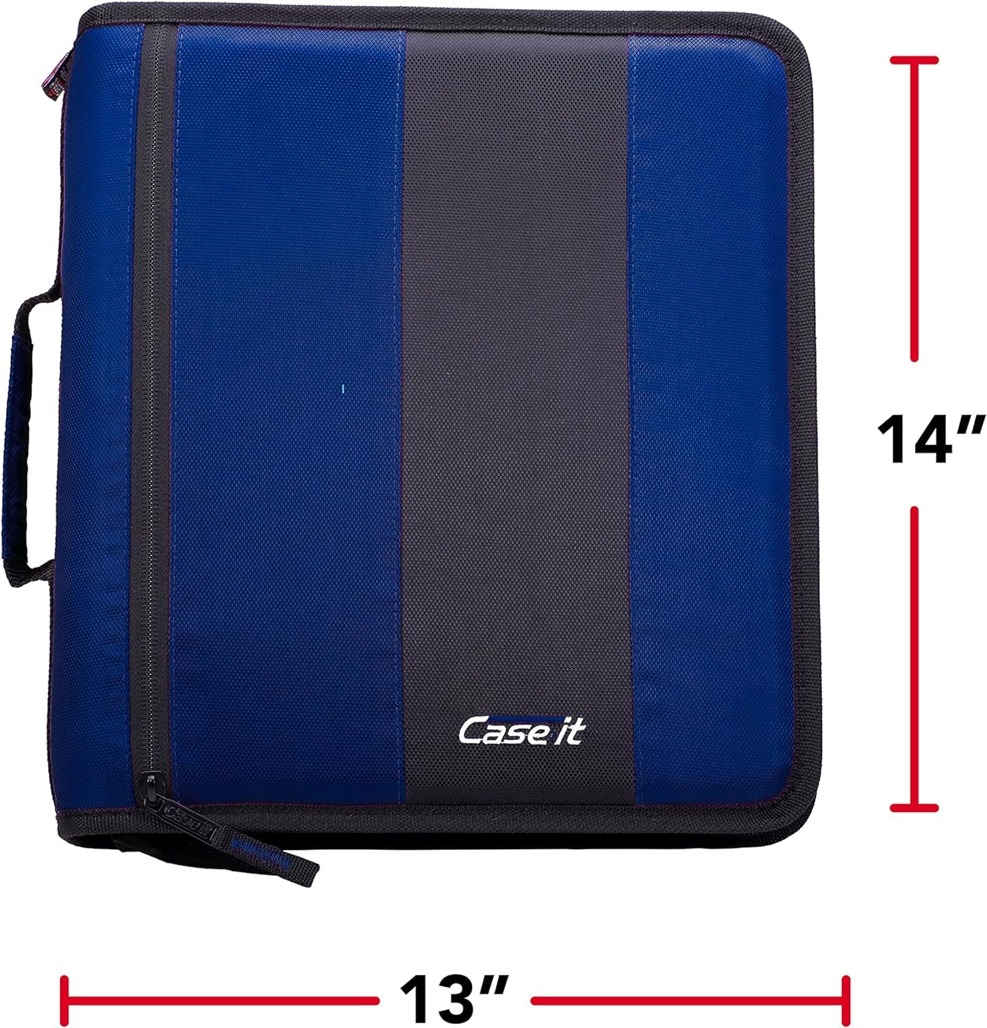Case-It The Classic Zipper Binder - 2 Inch O-Rings - Multiple Pockets - 350 Sheet Capacity - Comes with Shoulder Strap - Midnight Blue D-251