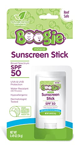 Baby Sunscreen by Boogie Block, Mineral Sunscreen Stick, Naturally Derived, Water Resistant, SPF 50, 0.49 Oz, Pack of 1
