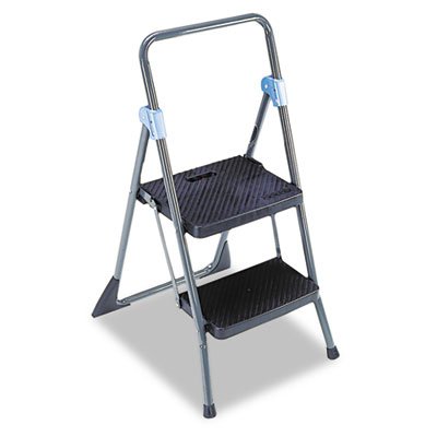 Large 14 1/2w x 12 1/4d top platform step. - COSCO Commercial 2-Step Folding Stool, 300lb Cap, 20 1/2w x 24 3/4d x 39 1/2h, Gray
